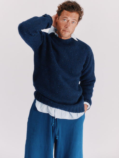 Blue Mogganer Trawlerman Chunky Glenugie Nep Sweater - Jura Navy ...