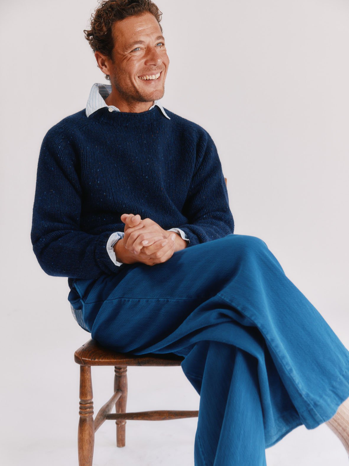 Blue Mogganer Trawlerman Chunky Glenugie Nep Sweater - Jura Navy ...