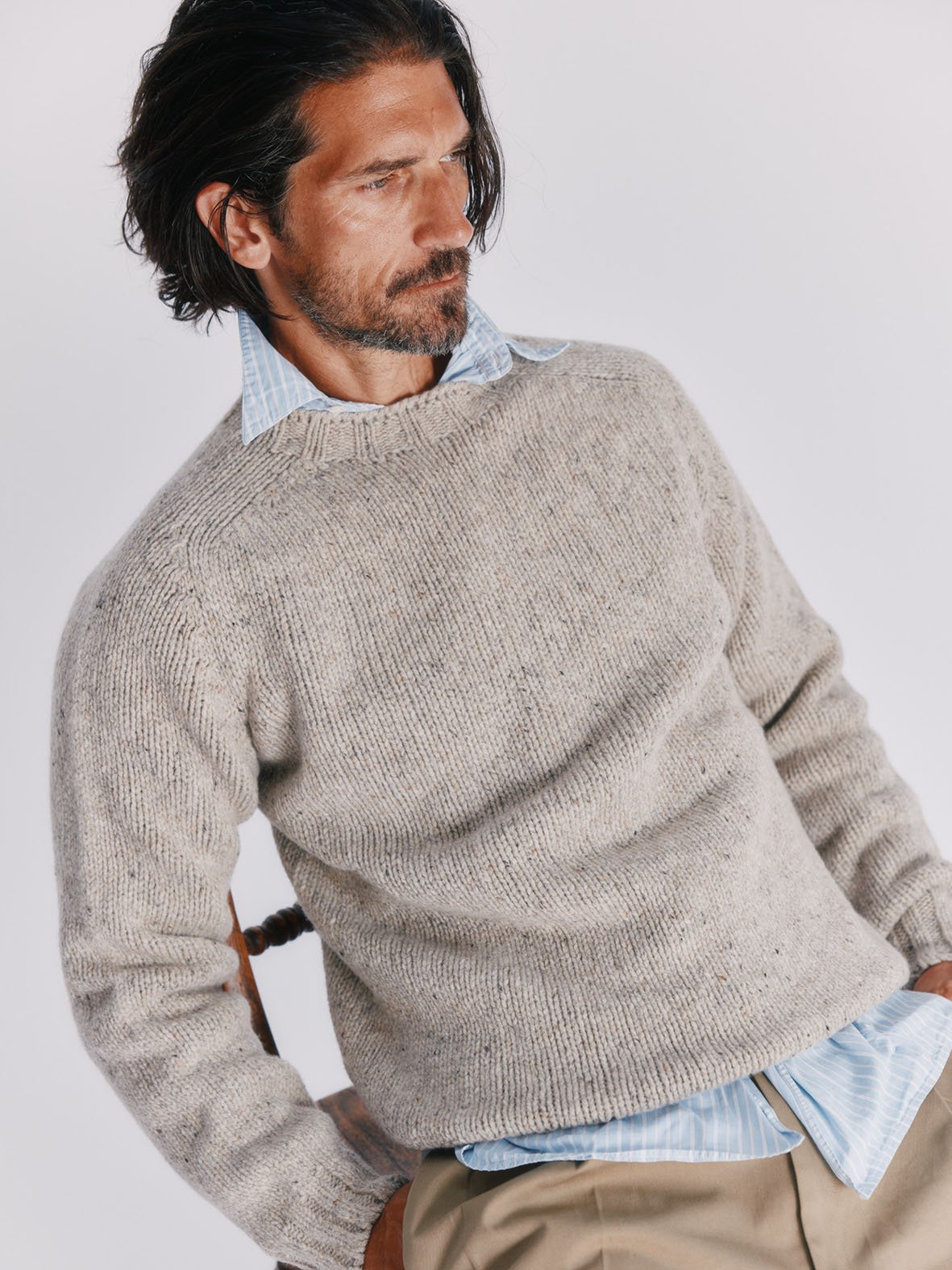 Blue Mogganer Trawlerman Chunky Glenugie Nep Sweater - Mull Natural ...