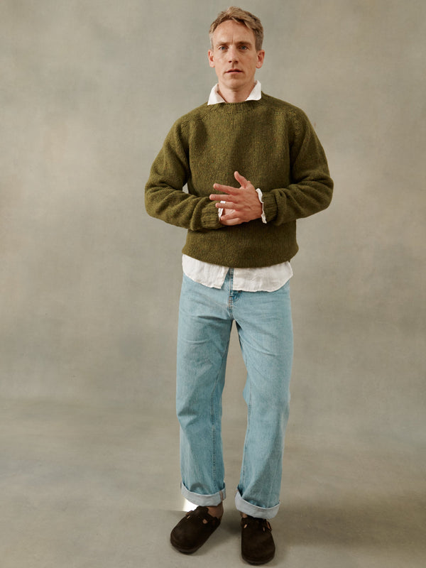 Blue Mogganer Trawlerman Chunky Glenugie Nep Sweater - Raasay Green ...